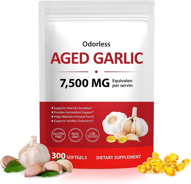 AGED GARLIC EXTRACT Softgels 7500mg Equivalent per Serving, 15:1 ...
