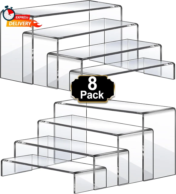 8PCS CLEAR ACRYLIC risers for display stands shelf decor retail ...