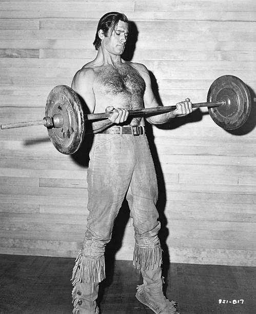 ACTOR CLINT WALKER shirtless and lifting weights circa 1960 Old Photo ...