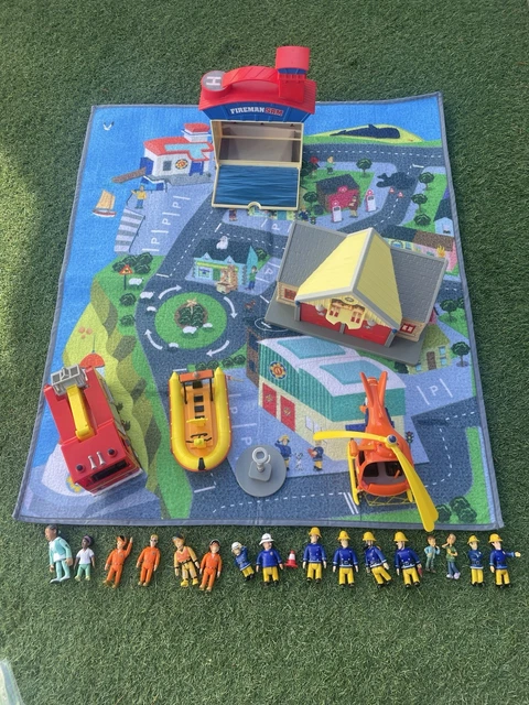 FIREMAN SAM TOY Bundle Station, Helicopter, Fire Engine, Boat, Figures ...