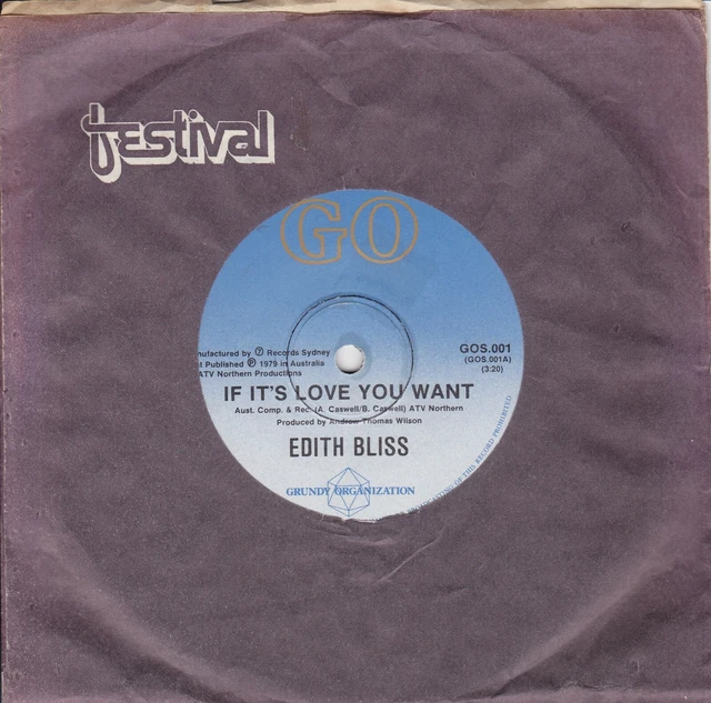 EDITH BLISS - If It's Love You Want / Hot Rain - 7" 45 Vinyl Record ...