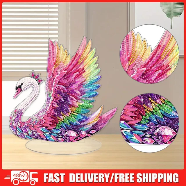 ROUND DIAMOND PAINTING Tabletop Ornaments Kit Acrylic Swan for Adults Beginner £15.88 - PicClick UK