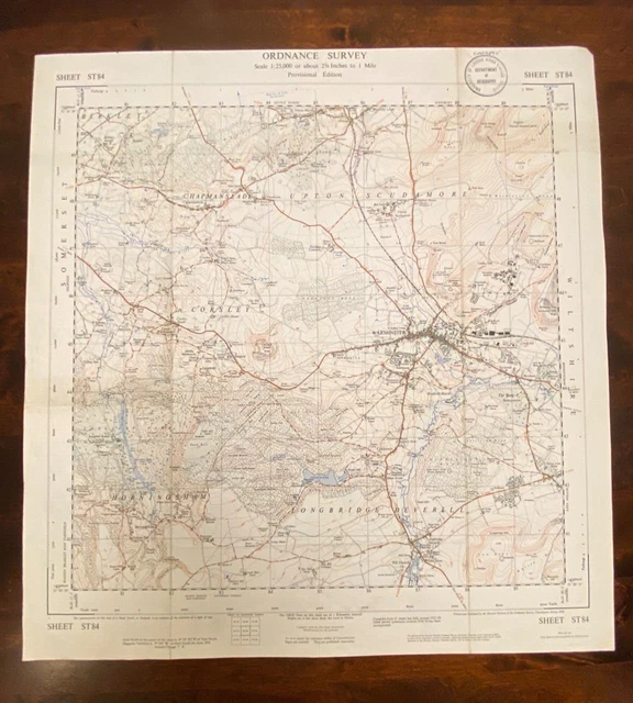 OS MAP SHEET ST84 SOMERSET WILTSHIRE Warminster Area Provisional Ed ...