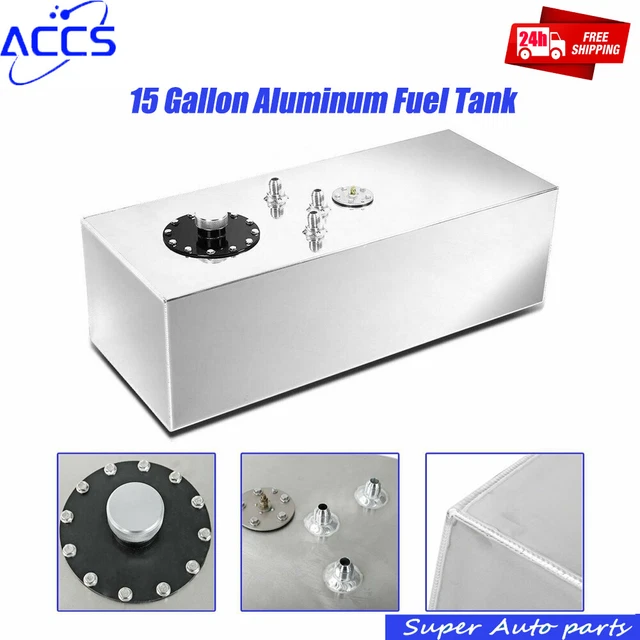 15 GALLON POLISHED Aluminum Race Fuel Cell Gas Tank With Cap + Level ...