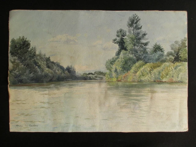 ANCIENNE AQUARELLE SCÈNE de bord de lac signé André des gachons début XX ème EUR 490,00 ...