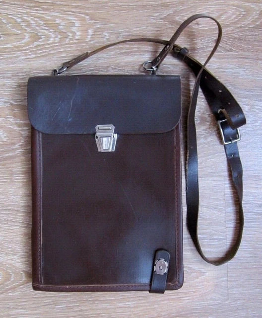 SOVIET RUSSIAN MILITARY leather Officer’s map bag Tablet Brown Map Case ...