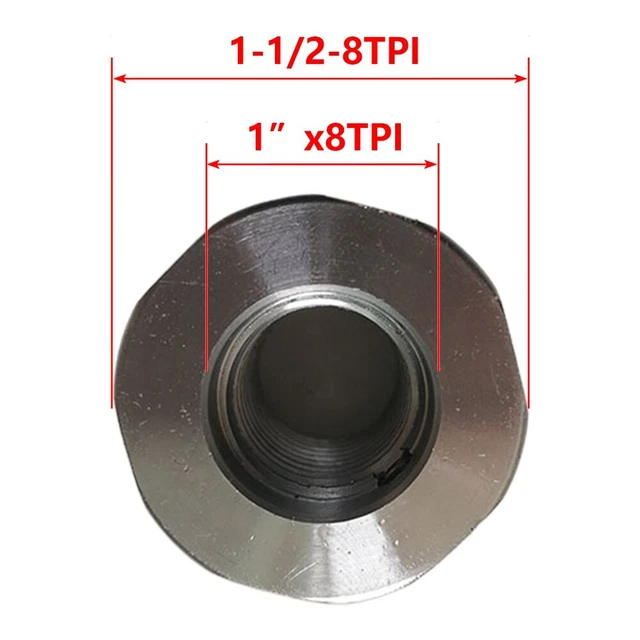 HEAVY DUTY SPINDLE Adapter for Wood Lathe Chuck 1 x8 TPI to 1 1/2 8 TPI ...