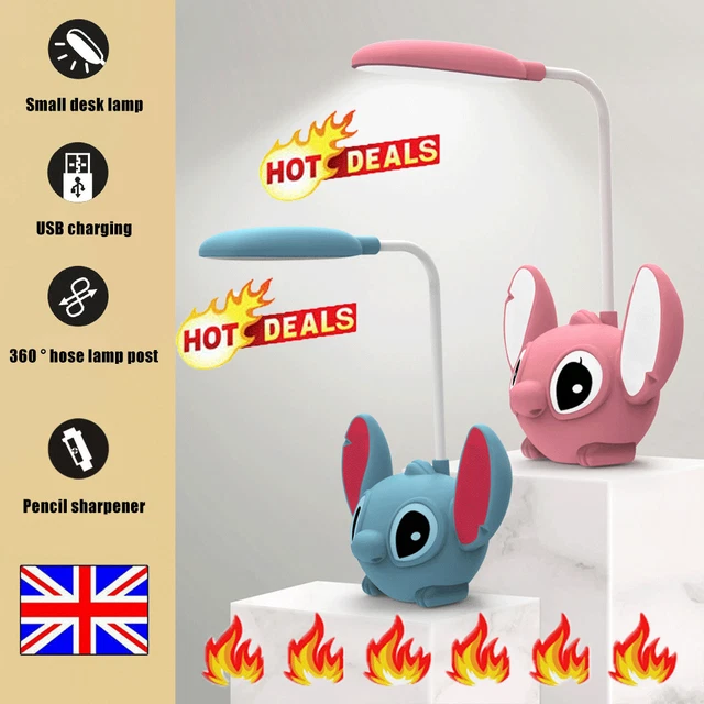 CARTOON STITCH NIGHT Light Rechargeable Pencil Sharpener Desk Lamp Kids ...