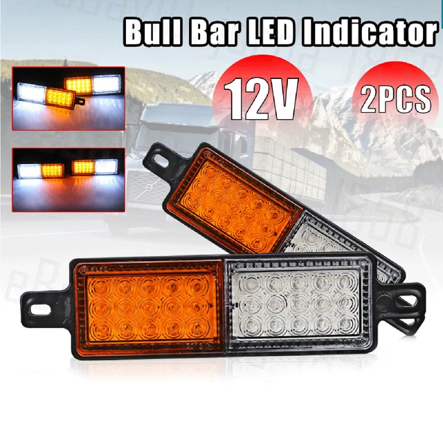 2X AMBER WHITE 30LED Front Indicator Park Lights Bullbar Marker Lamp ...