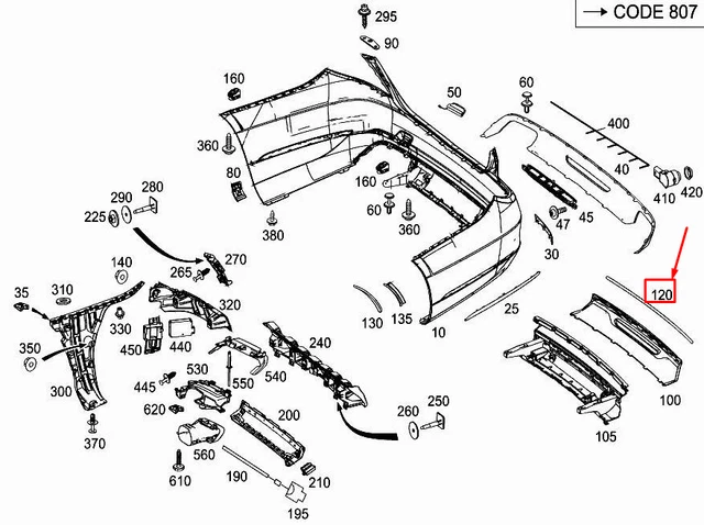 MERCEDES-BENZ S W222 Rear Bumper Trim Strip A2228853321 NEW GENUINE EUR ...