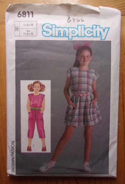 VINTAGE 1985 SIMPLICITY Sewing Pattern for Girls' Jumpsuit Sizes 7, 8 ...