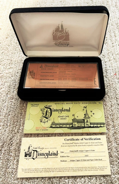 DISNEYLAND REPLICA SOLID Copper E-Ticket & Paper Ticket Book - Le To ...
