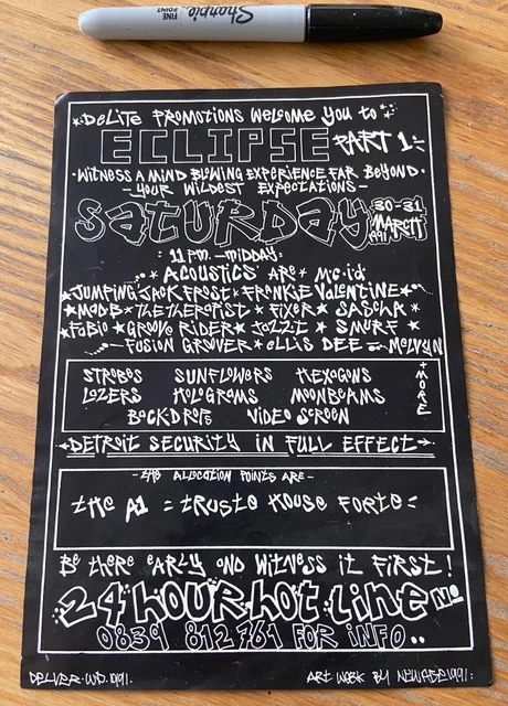 ECLIPSE PT 1. A5 Rave Flyer. 30/3/91. Dj Sasha. Unknown Location. Look ...