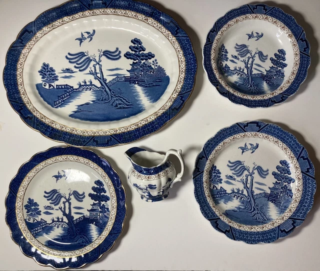 BOOTHS REAL OLD Willow Serving Set Meat Platter Plates And Jug £48.99 ...