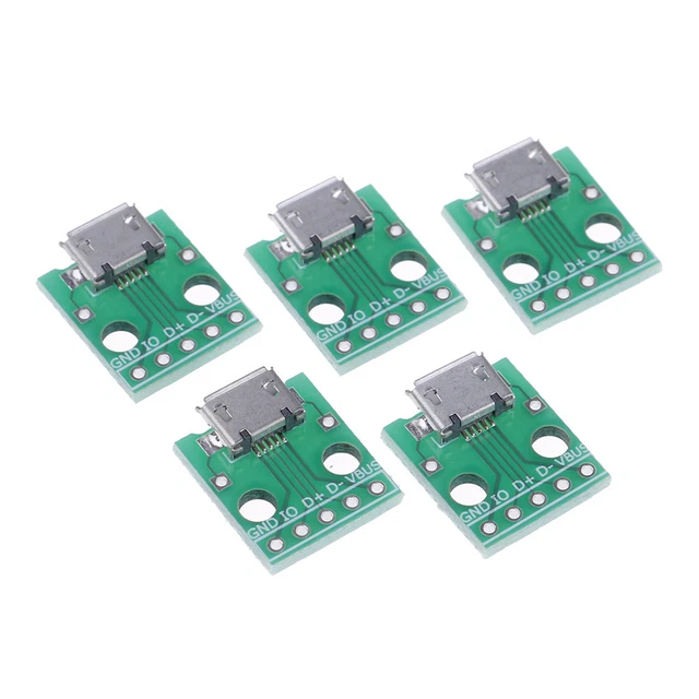 5PCS MICRO USB to DIP Adapter 5pin female connector B type pcb ...