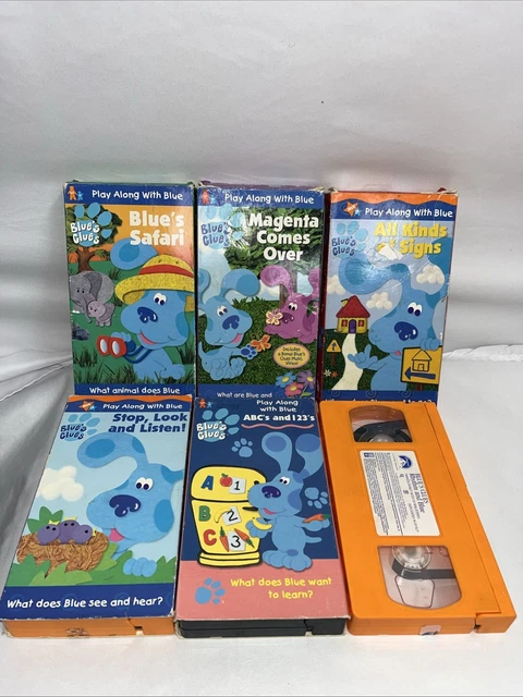 6 BLUES CLUES - Stop, Look and Listen, ABC 123 Neon Orange VHS Steve £ ...