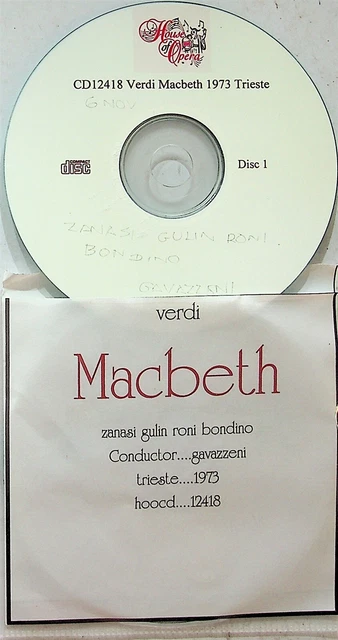 VERDI MACBETH LIVE 1973 Gavazzeni 2-CD Mario Zanasi ? Angeles Gulin ...