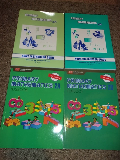 SINGAPORE MATH PRIMARY Mathematics 2A 2B Student Textbook & Guide SET ...