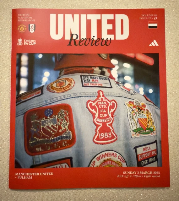 MANCHESTER UNITED VS Fulham 2024/2025 FA Cup Programme £7.80 - PicClick UK