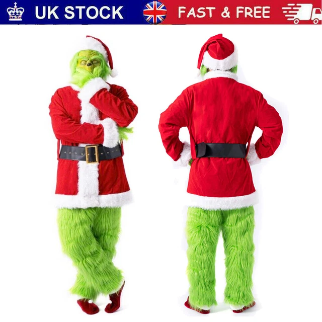 ADULT GRINCH HOW The Grinch Stole 7PCS Costume Set Mask Xmas Funny ...
