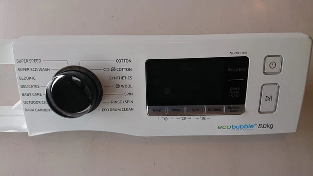 SAMSUNG FRONT CONTROL Panel Fascia & PCB, EcoBubble WW80J6410CW Washing ...