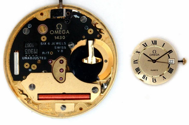 OMEGA 1430 ORIGINAL quartz watch movement ETA 255.411 working (6751 ...