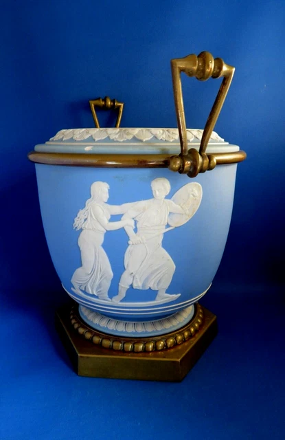 ANTIQUE 19THC RARE Jasperware Oil Lamp Base James Hink -Wedgwood, Adams ...
