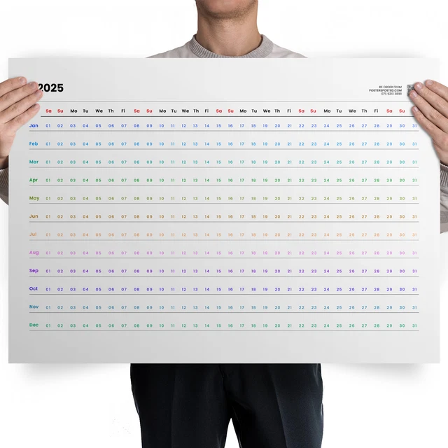 2026 WALL PLANNER A5-A1 Full Year Calendar Home Office Work Han -DEC ...