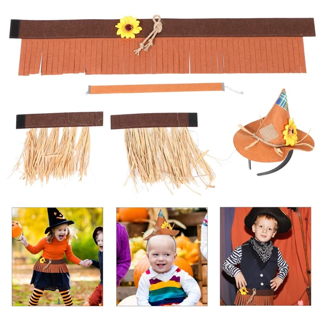 1 SET SCARECROW Costume Set With Hat Necklace Wristband For Halloween ...