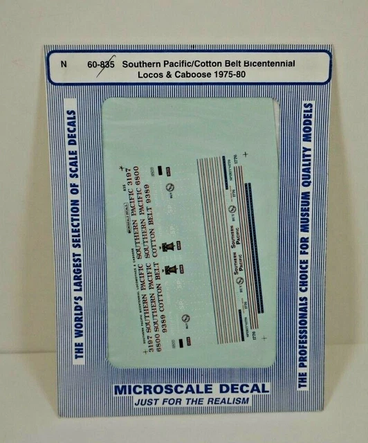 NOS MICROSCALE SOUTHERN PACIFIC COTTON BELT LOCOS N Scale Decals - 60 ...