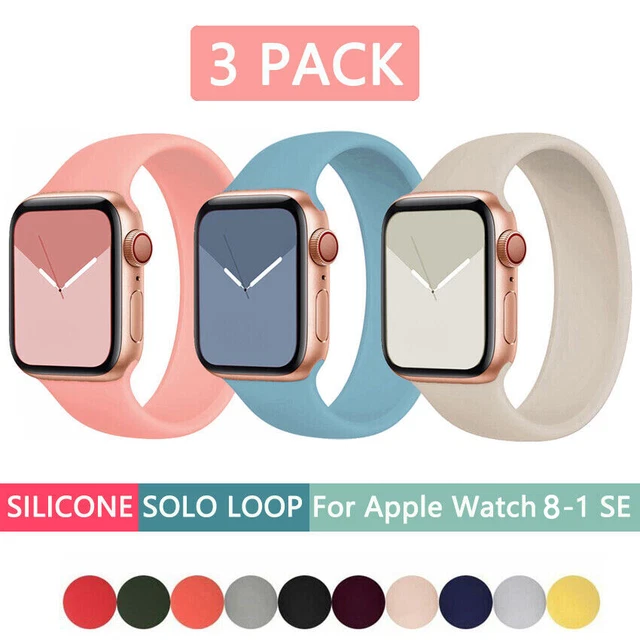 3 PACK SOLO Loop Silicone Strap Band For Apple Watch iWatch Ultra 9 8 7 ...
