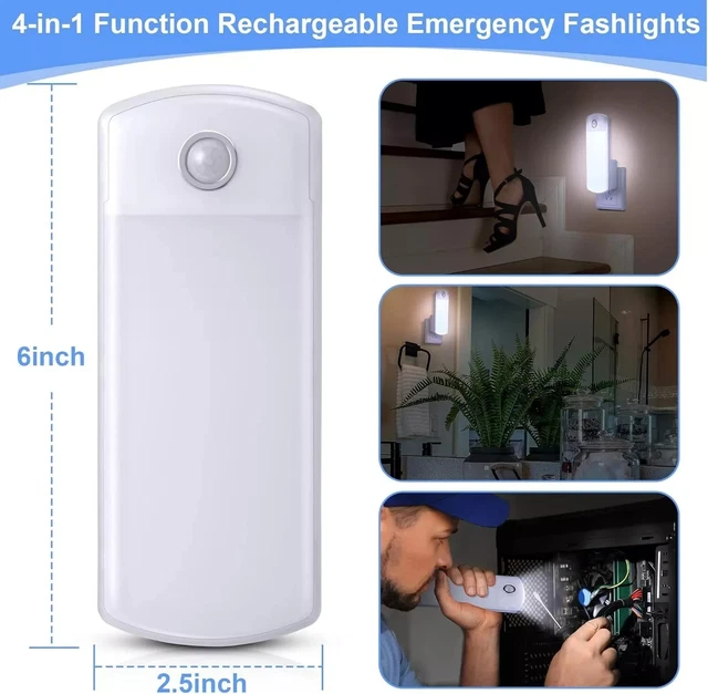 ENHON LED POWER Failure Light 4 in 1 Rechargeable Plug in Flashlights ...