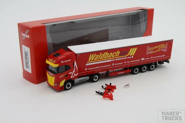 HERPA IVECO S-WAY LNG Gardinenplanen-Sattelzug Waldbach Logistik 314411 ...