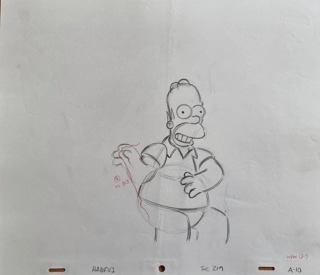 SIMPSONS TV SHOW Original Cartoon Animation Art Cel Drawing Homer ...