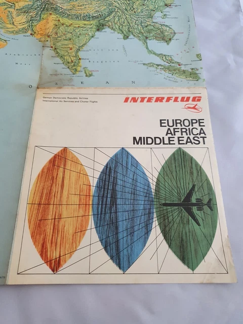 INTERFLUG STRECKENKARTE 1974-75 DDR GDR Route Map Poster 57x 40 Werbung ...