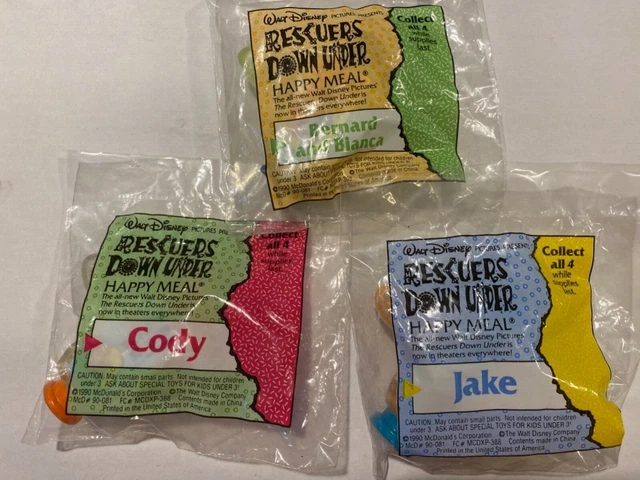 MCDONALD'S SET OF 3 Disney's Rescuers Down Under Happy Meal Toy 1990 £7 ...