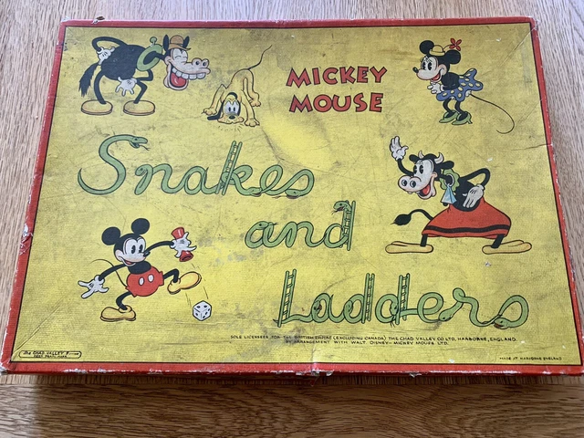 RARE VINTAGE MICKEY Mouse Snakes & Ladders Board Game. British, Circa ...