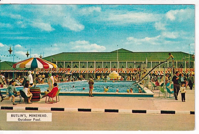 A BUTLIN'S POST Card of Butlin's Minehead. Outdoor Pool. Somerset. £1. ...