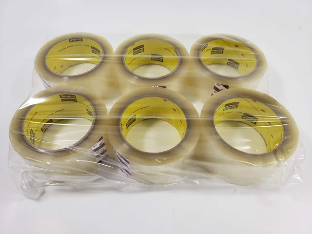 3M SCOTCH #375 Box Sealing Tape 48mm x 50M (1.89 in x 55 yds) Clear, 6 ...