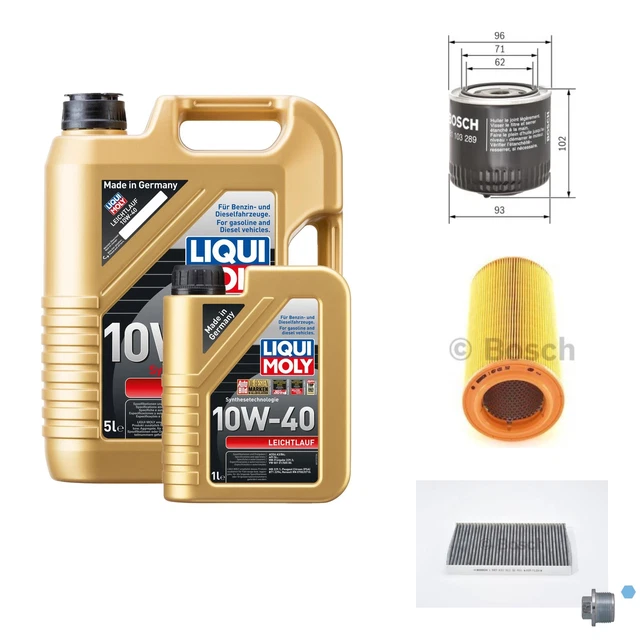BOSCH INSPECTION SET 6L Liqui Moly Bon Fonctionnement 10W-40 pour VW Seat Loup EUR 114,95 ...