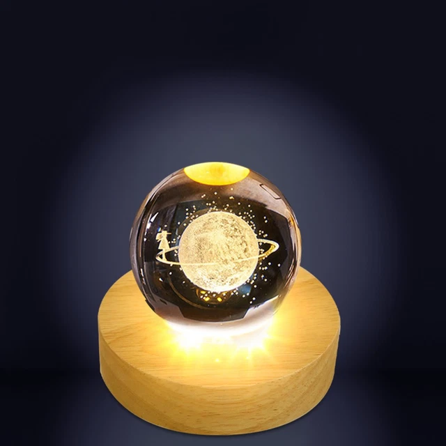 2 PCS LED Display Bases Wooden Light Base for Crystal Ball Holder USB ...