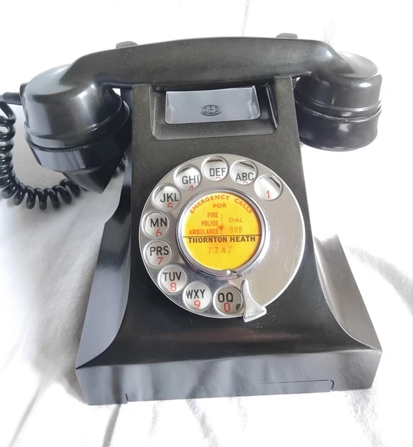 VINTAGE OLD ANTIQUE black bakelite AEP 1950s 50s dial telephone phone £ ...