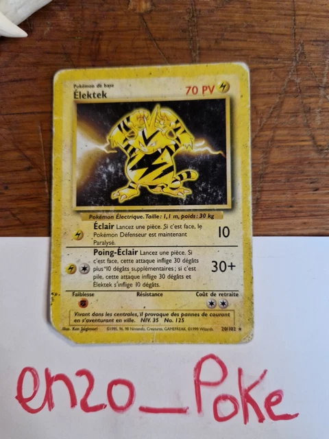 CARTE POKÉMON ÉLEKTEK 20/102 EDITION 2 ED2 Set de Base VF FR EUR 8,00 ...