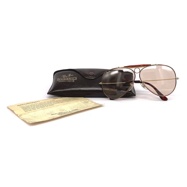 Nos Vintage Ray Ban Shooter Tortuga Ambermatic Sunglasses Usa 1980