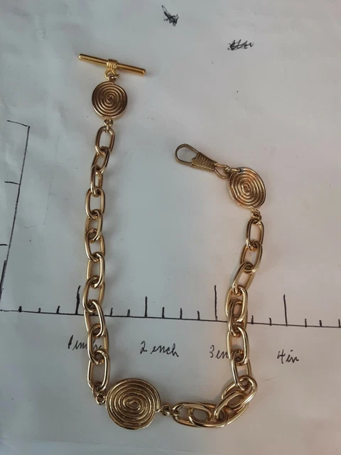 VINTAGE POCKET WATCH chain,18k gold filled chain stamp 12in., as ...