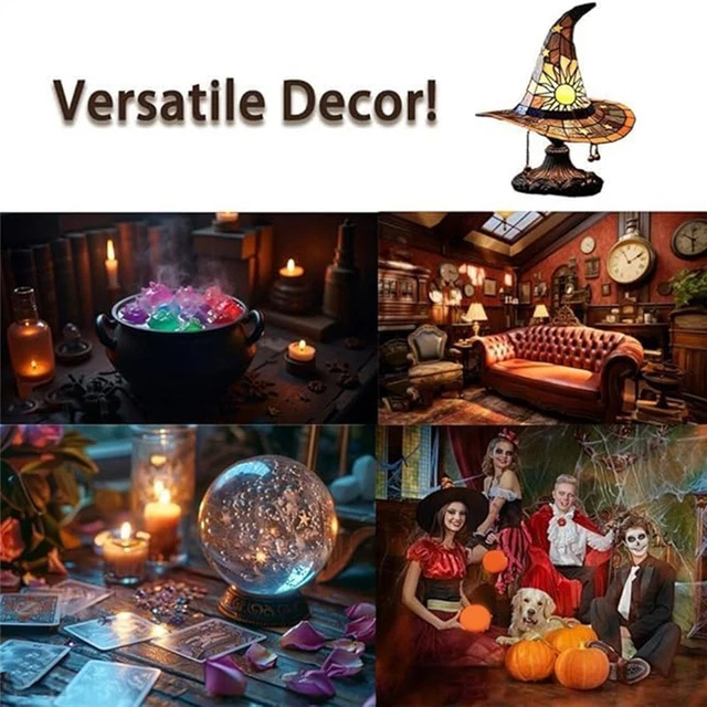 SPOOKY FUN HAT-SHAPED Nightstand Light Decor Stained ResinWitch Hat ...