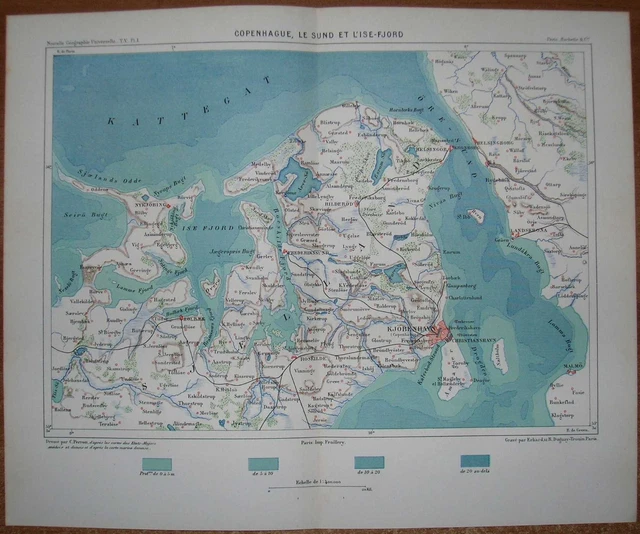 1879 RECLUS MAP COPENHAGEN, ORESUND AND ISEFJORD, DENMARK (#1) $24.99 ...