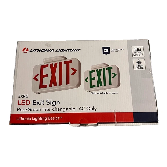 LITHONIA LIGHTING LED Emergency Exit Sign Red/Green AcuityBrands £13.42 ...