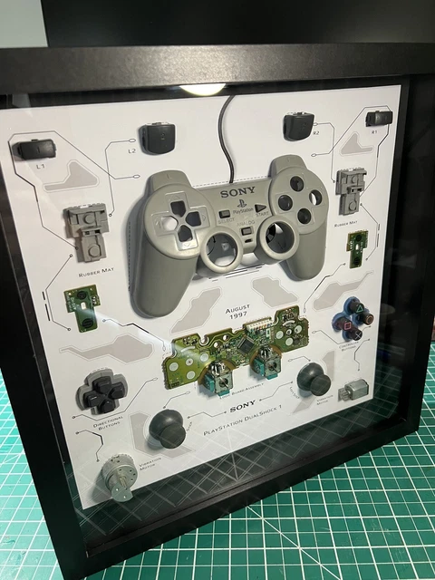 SONY PLAYSTATION DUALSHOCK 1 Controller Teardown in shadow box display ...