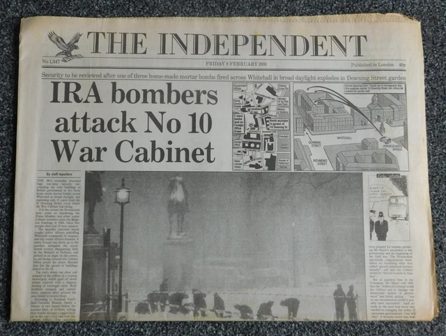 HISTORIC NEWSPAPER: THE Independent Fri 8 Feb 1991 - IRA bomb Downing ...